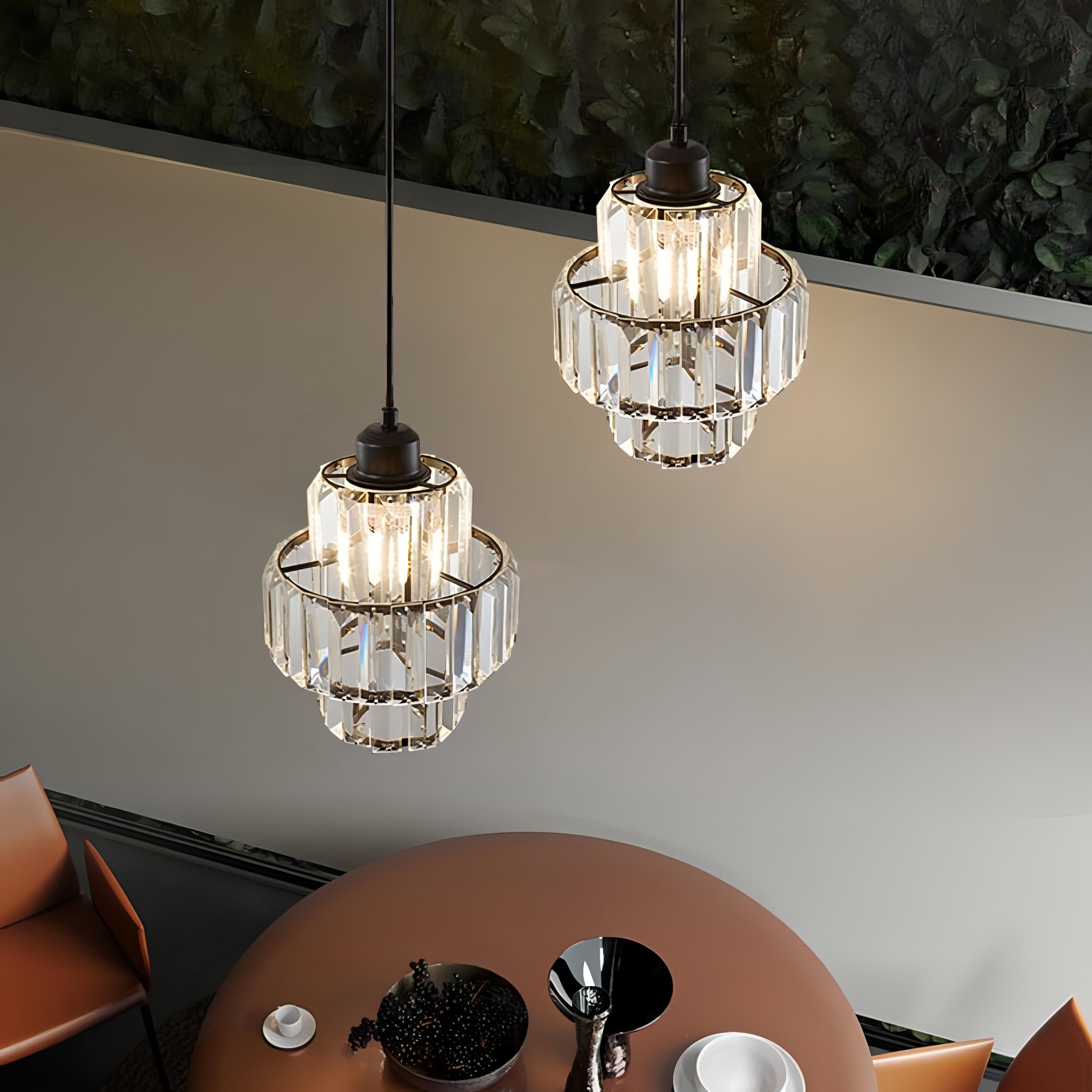 Fernando - Round Tiered Glass Crystal Ceiling Pendant Light ...