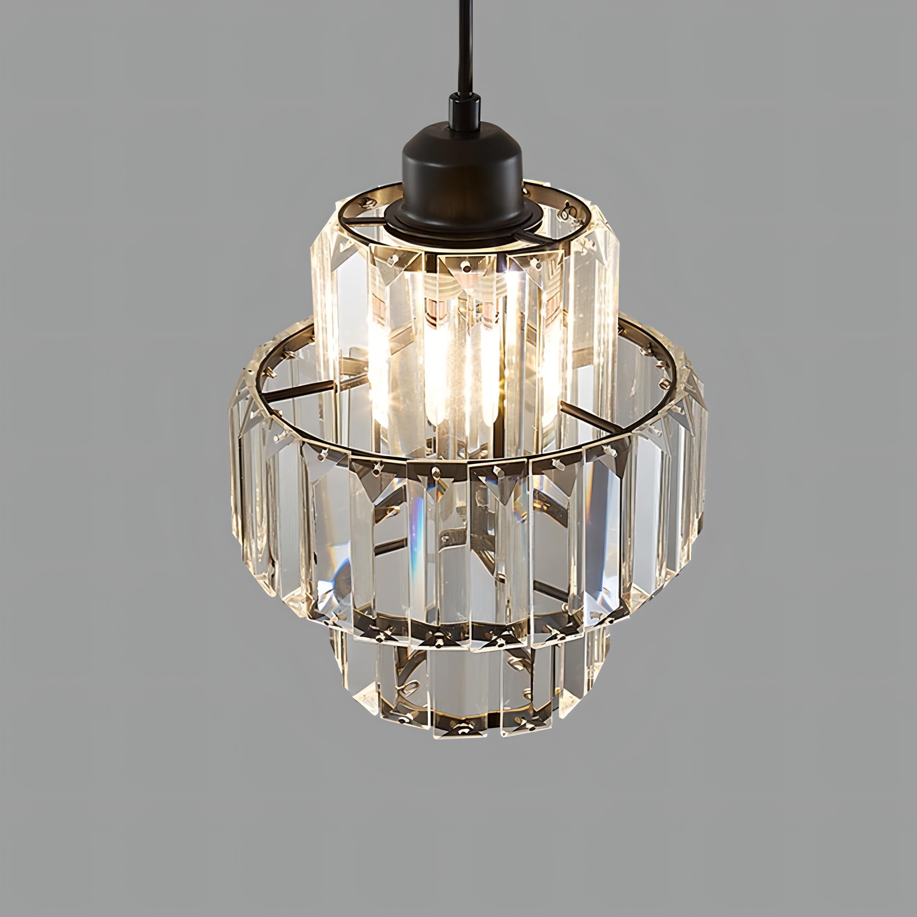 Fernando - Round Tiered Glass Crystal Ceiling Pendant Light ...
