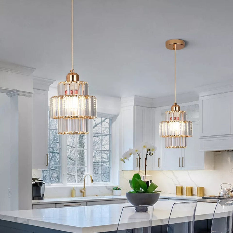 Fernando - Round Tiered Glass Crystal Ceiling Pendant Light ...